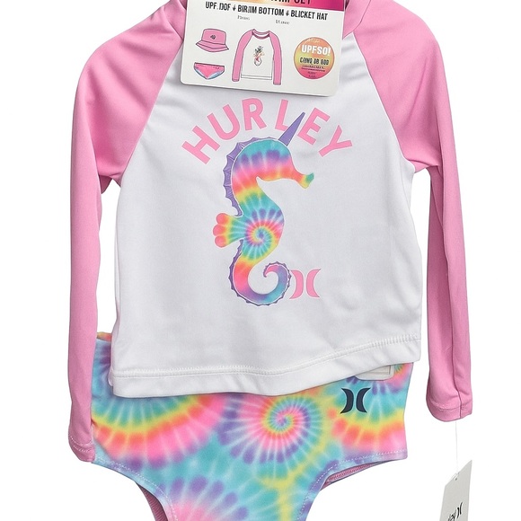 Hurley | Swim | Hurley Baby Girls 3piece Swim Set W Matching Bucket Hat ...